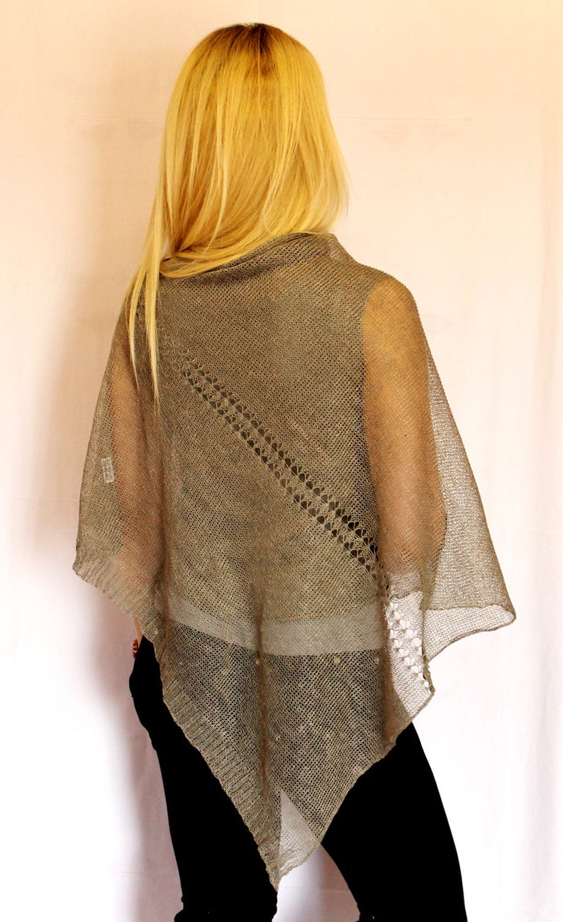 Summer Ponchos Women Pure Linen Poncho Linen Grey Knitted - Etsy Israel