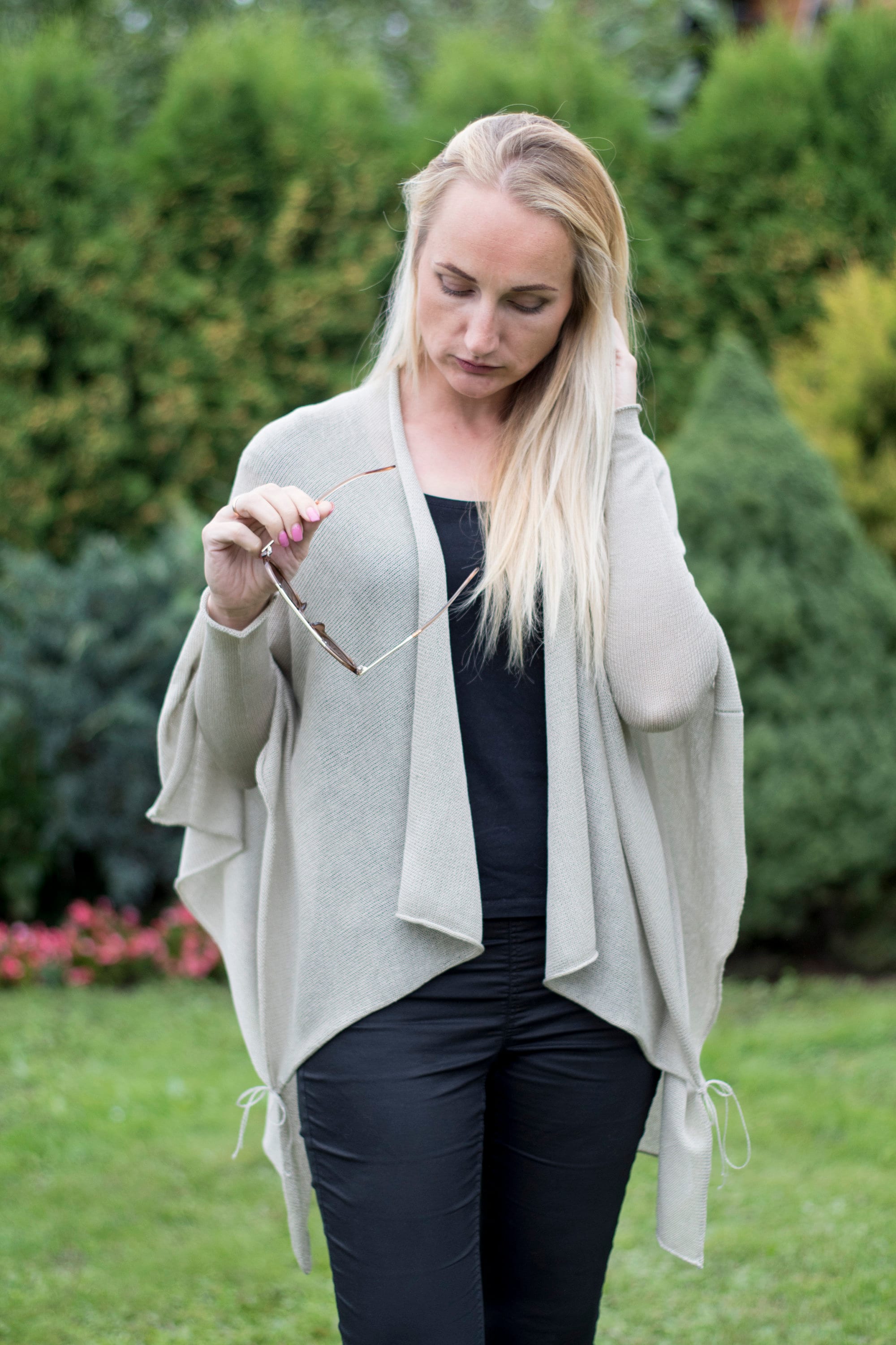 Open Front Poncho Oversize Wool Cotton Capes Knitted Coat Ivory Color ...