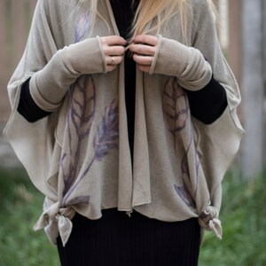 Open Front Poncho Oversize Wool Cotton Capes Knitted Coat Ivory Color ...