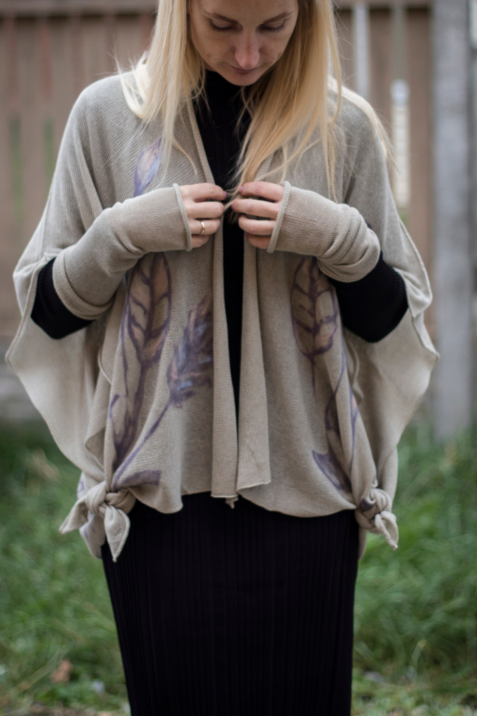 Open Front Poncho Oversize Wool Cotton Capes Knitted Coat Ivory Color ...
