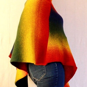 RAINBOW Ponchowomen Poncho Wool Pure New Wool Cape Women's Coat ...