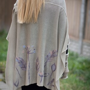 Open Front Poncho Oversize Wool Cotton Capes Knitted Coat Ivory Color ...