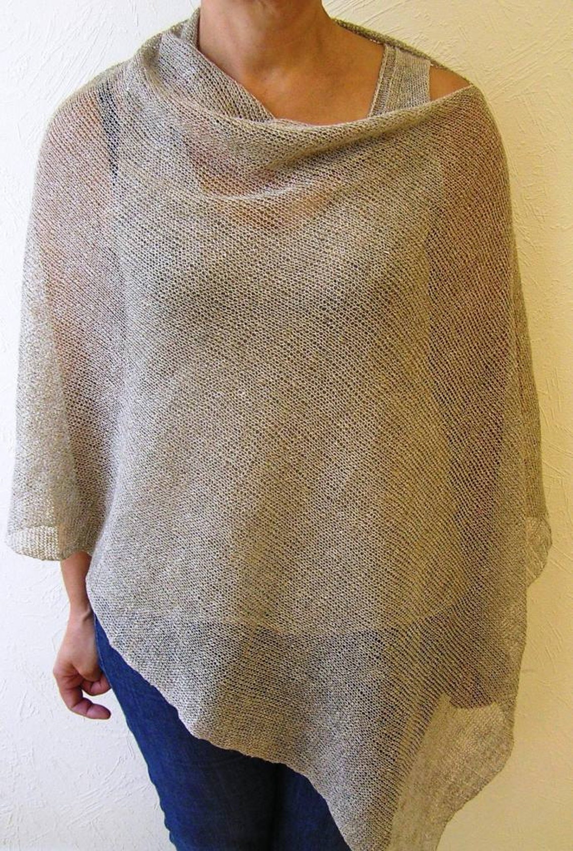 Pure Linen Poncho Cape Gray Wrap Poncho Linen Sweater Pancho Linen Cape ...