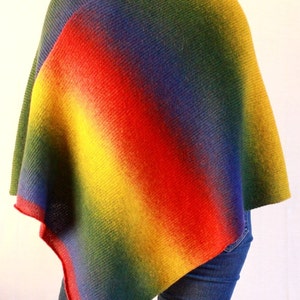 RAINBOW Ponchowomen Poncho Wool Pure New Wool Cape Women's Coat ...