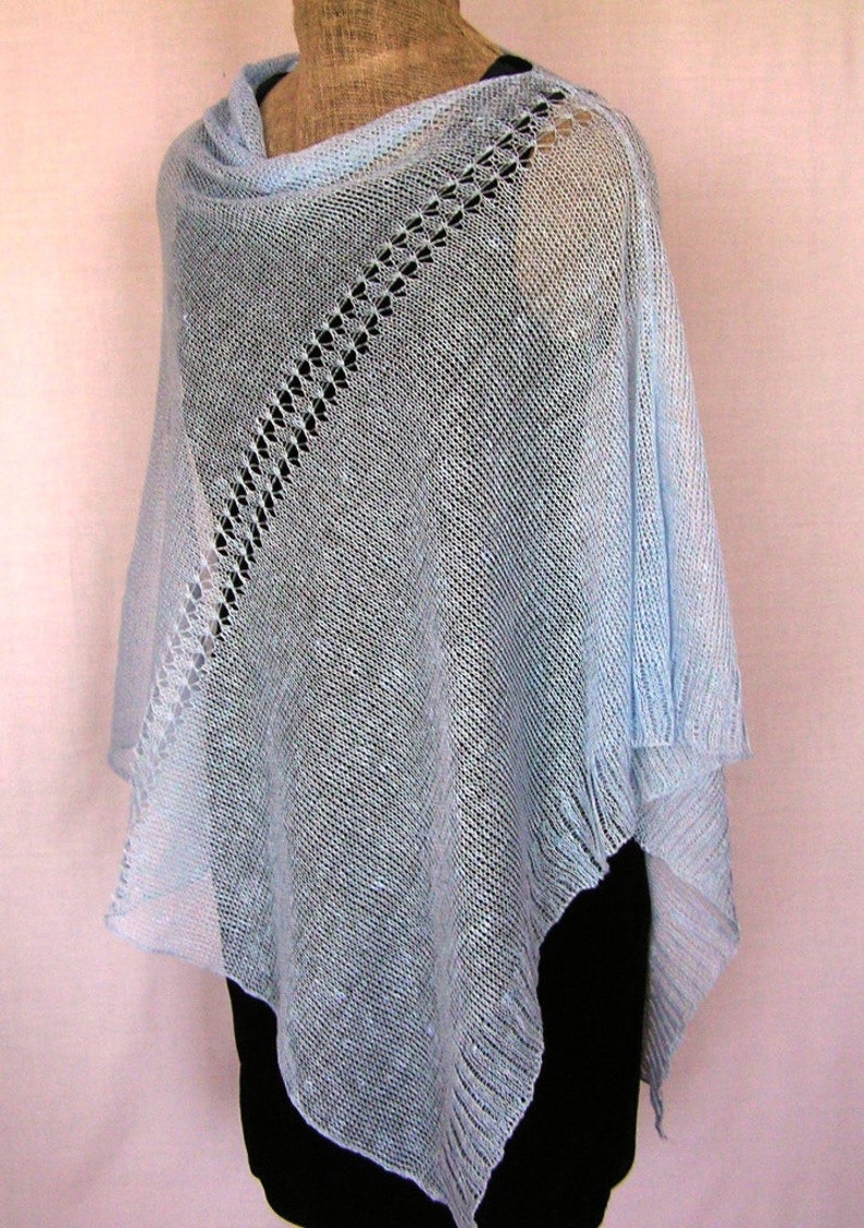 Summer Ponchos Women Light Blue Pure Linen Poncho Linen Etsy