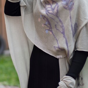 Open Front Poncho Oversize Wool Cotton Capes Knitted Coat Ivory Color ...
