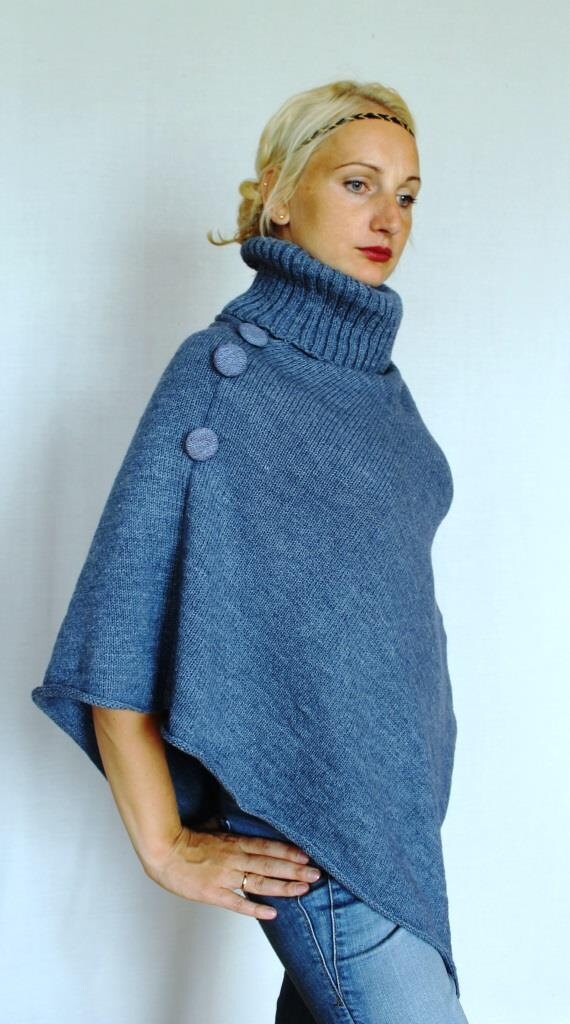 Wool Poncho Coat With Collar / Women Cape Coat / Wool Poncho - Etsy