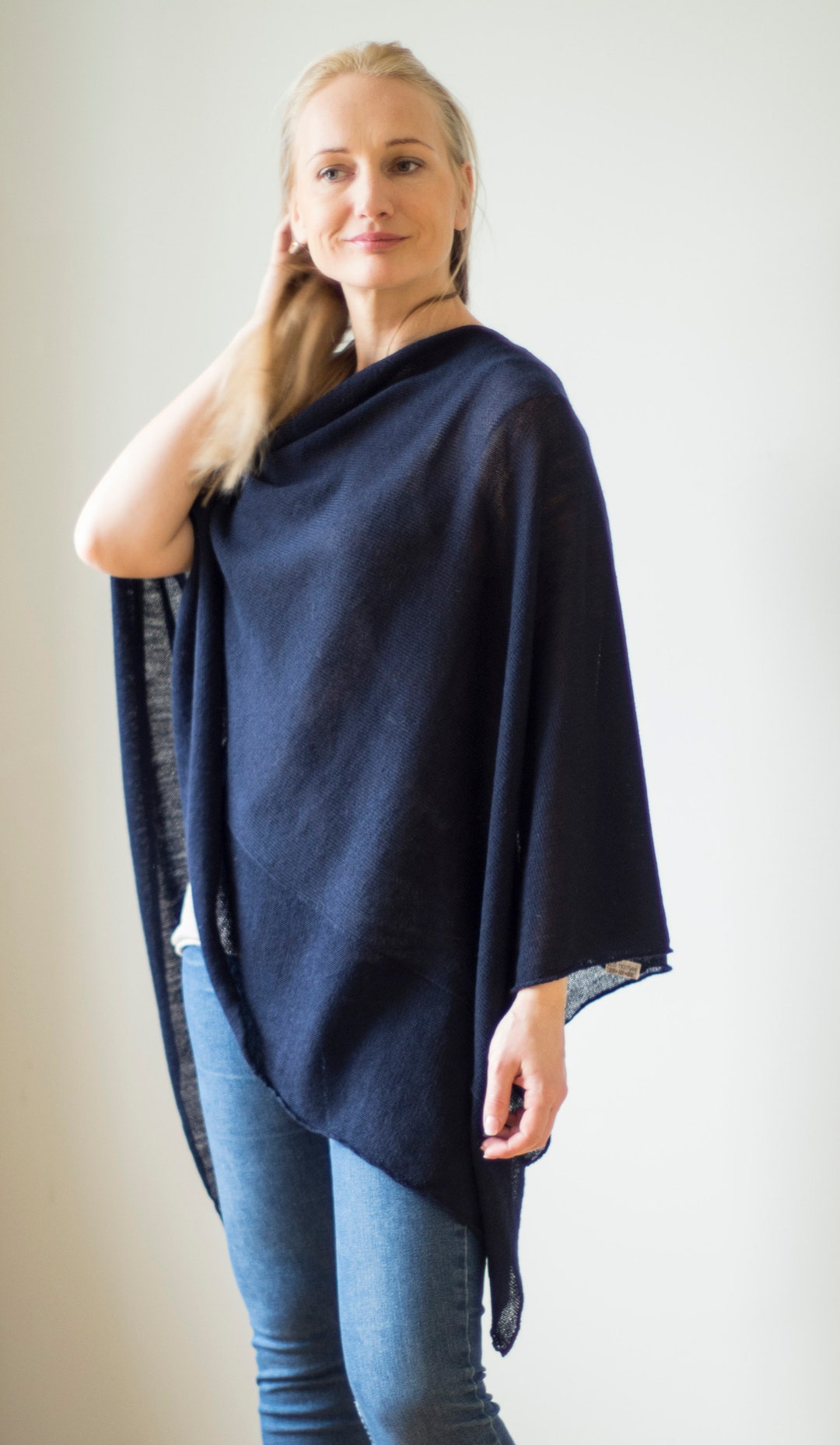 Wool Poncho, Navy Blue Poncho, Navy Blue Coat, Women's Coat, Women's ...