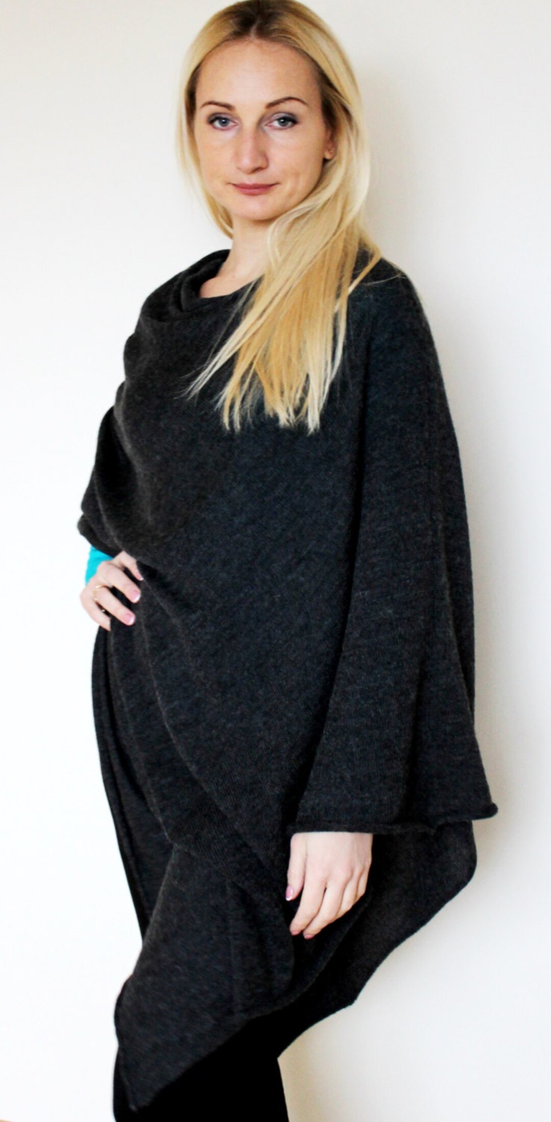 Women Poncho Wool Sweaters Pure New Wool Cape Women's Coat Bordeaux ...