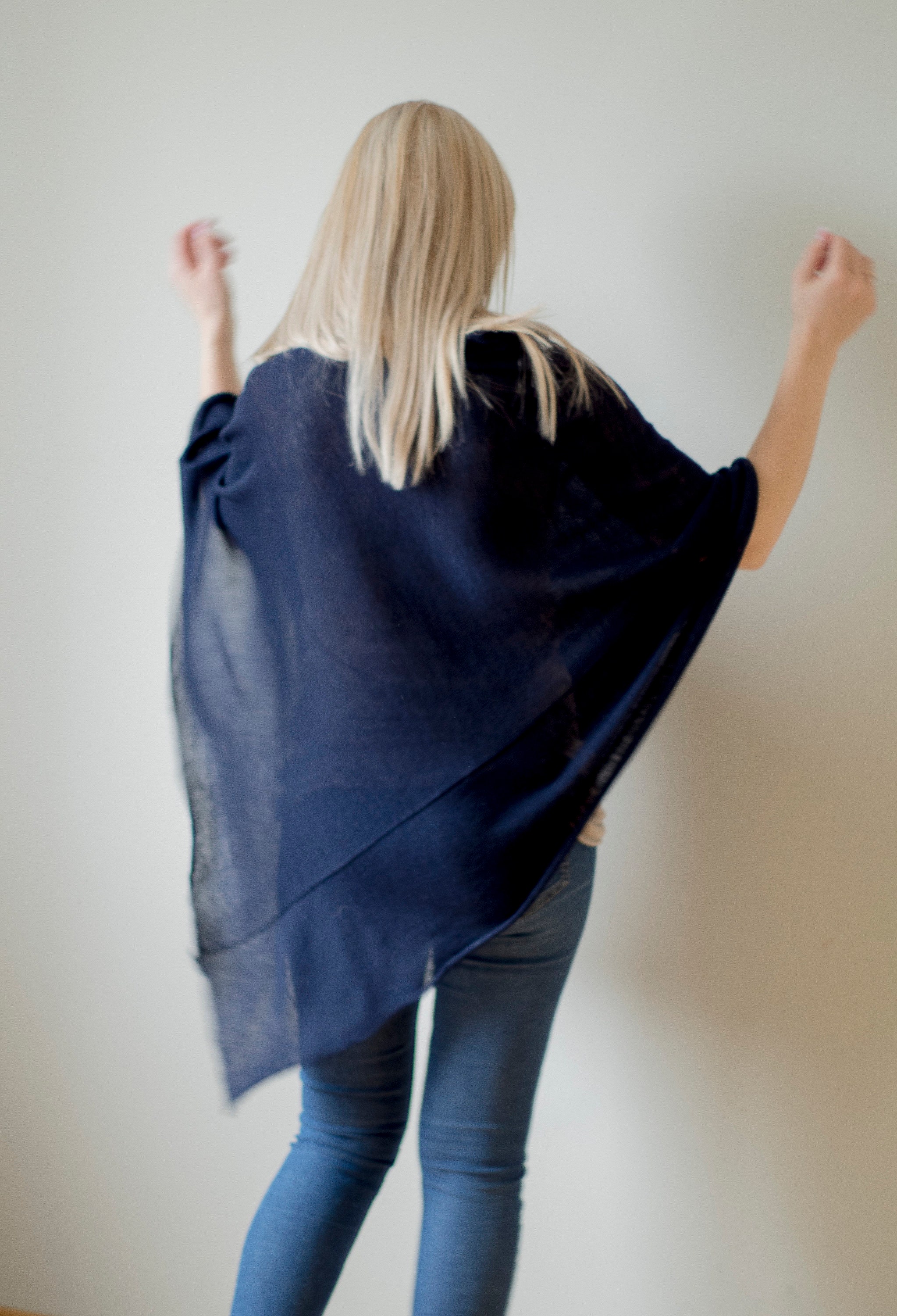 Wool Poncho, Navy Blue Poncho, Navy Blue Coat, Women's Coat, Women's ...
