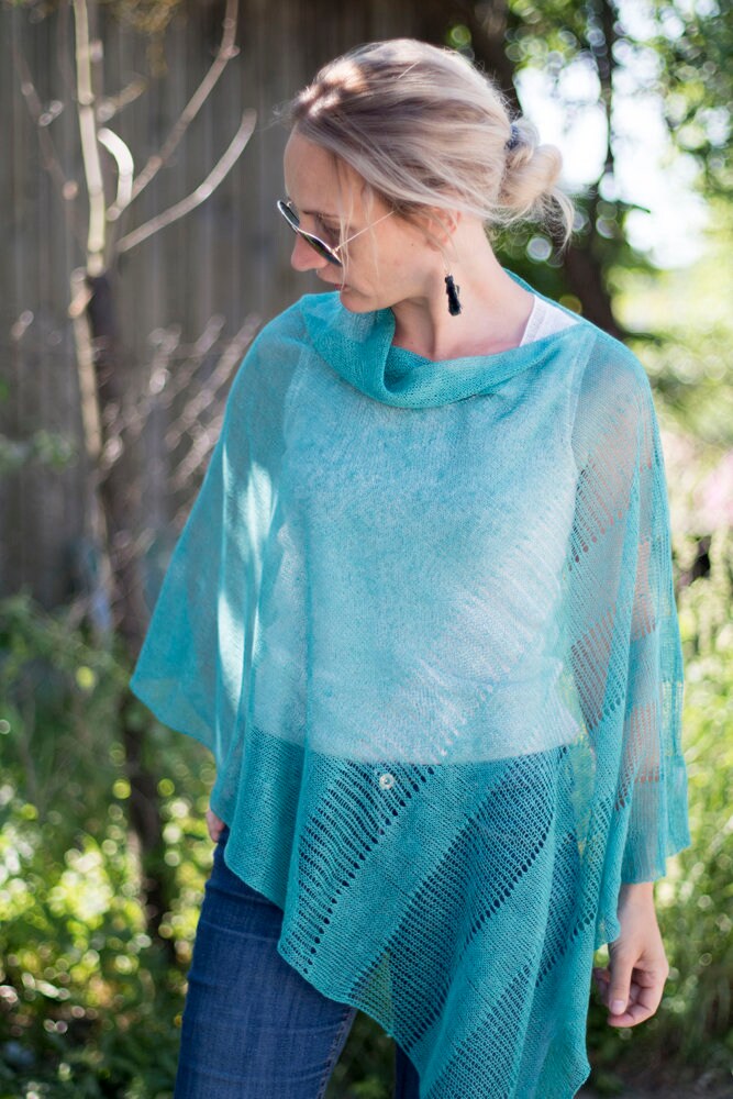 Summer Ponchos Women Pure Linen Poncho Linen Green Knitted Scarf White ...