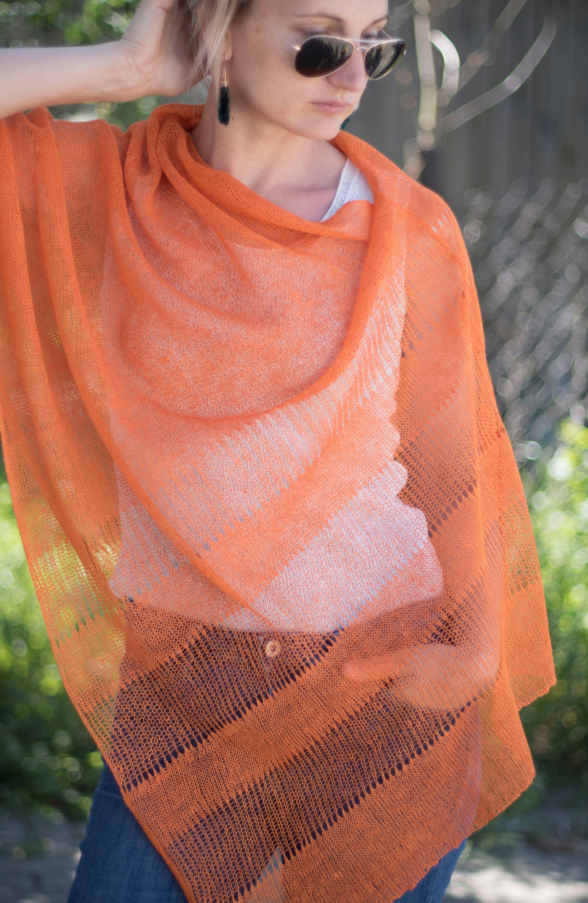 Linen Ponchos Women Orange Pure Linen Poncho Orange Poncho Cape Wedding ...