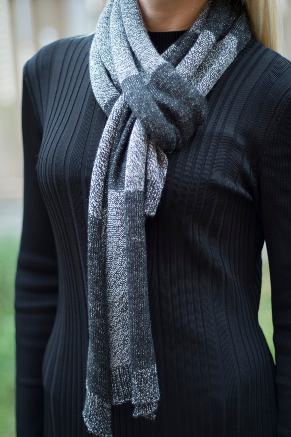 Two Sided Scarf/ Knitted Scarf/ Knitted Scarf for Man/ Wool Scarf/ Gift ...