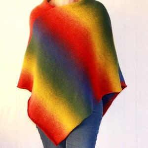 RAINBOW Ponchowomen Poncho Wool Pure New Wool Cape Women's Coat ...