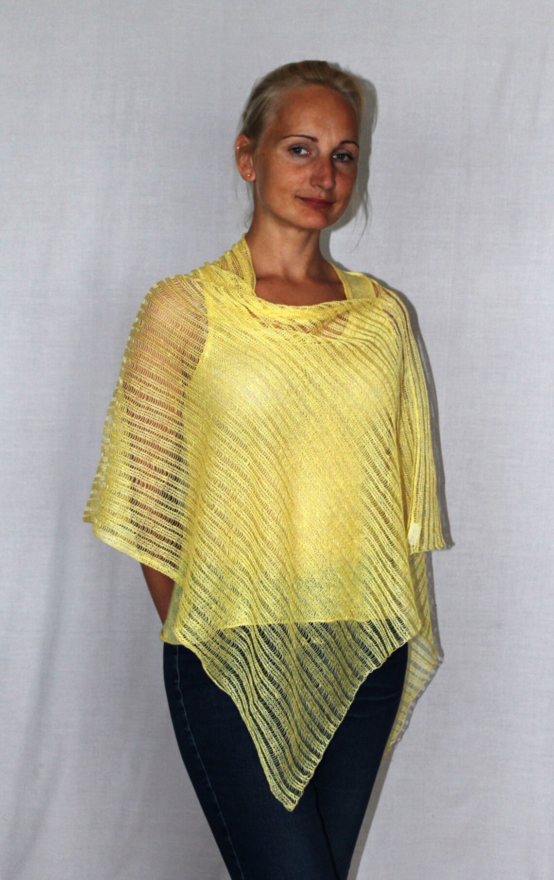 New Summer Ponchos- Boho Chic Clothing -linen Knitted- Yellow Cape ...
