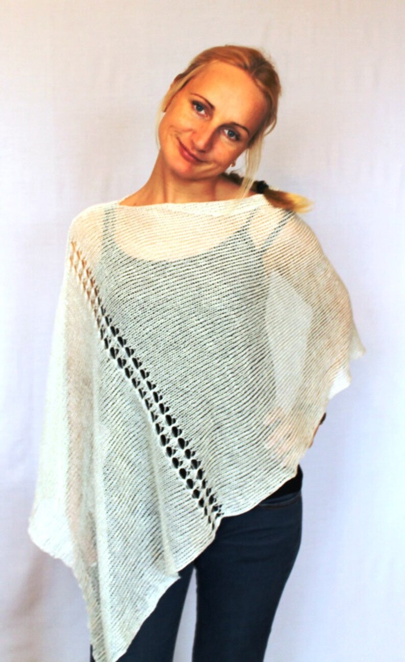 Summer Ponchos Women Ponchos Knit Linen Knits Milk White Cape Top ...