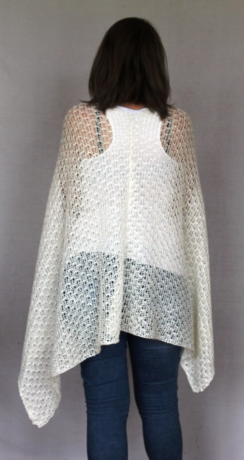 Summer Ponchos Women Pure Linen Poncho Linen White Knitted Scarf White ...