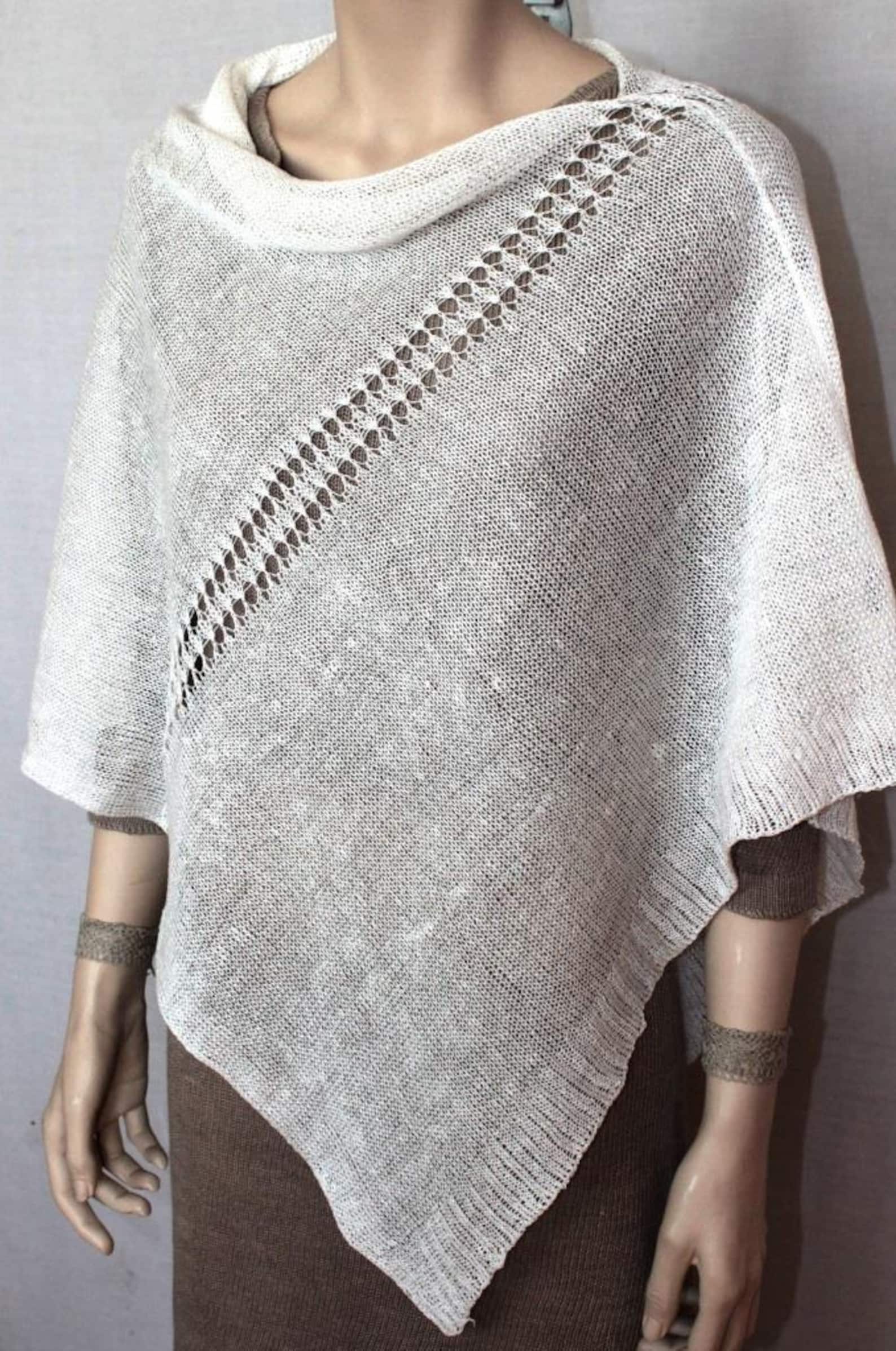 Summer Ponchos Women Pure Linen Poncho Linen Milk White - Etsy