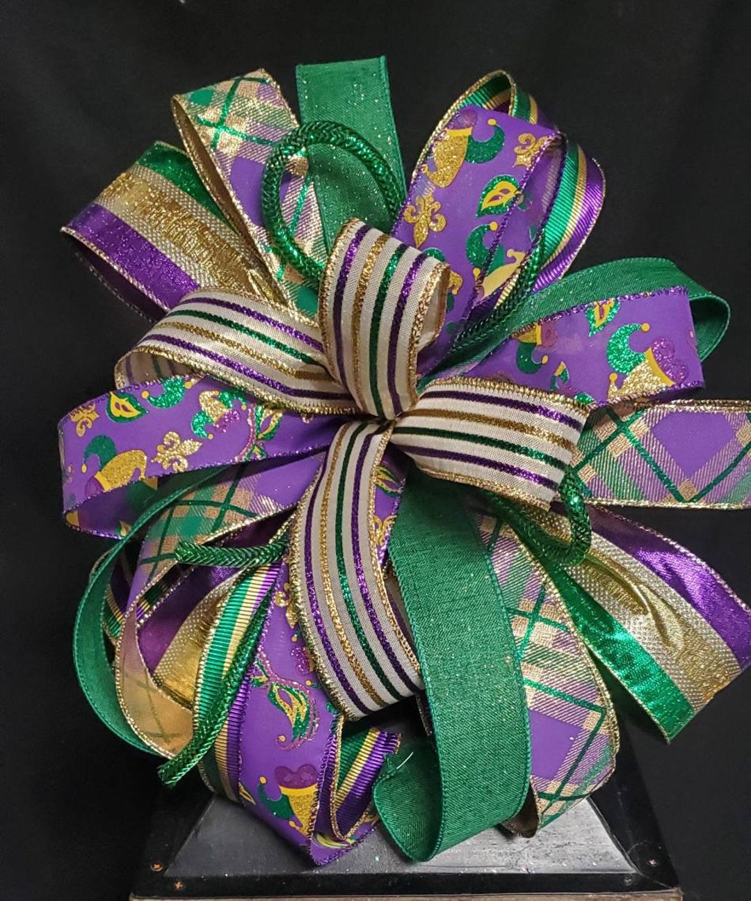 Fat Tuesday Decorations, MARDI GRAS Bow, Mardi Gras Tree Topper, Mardi ...