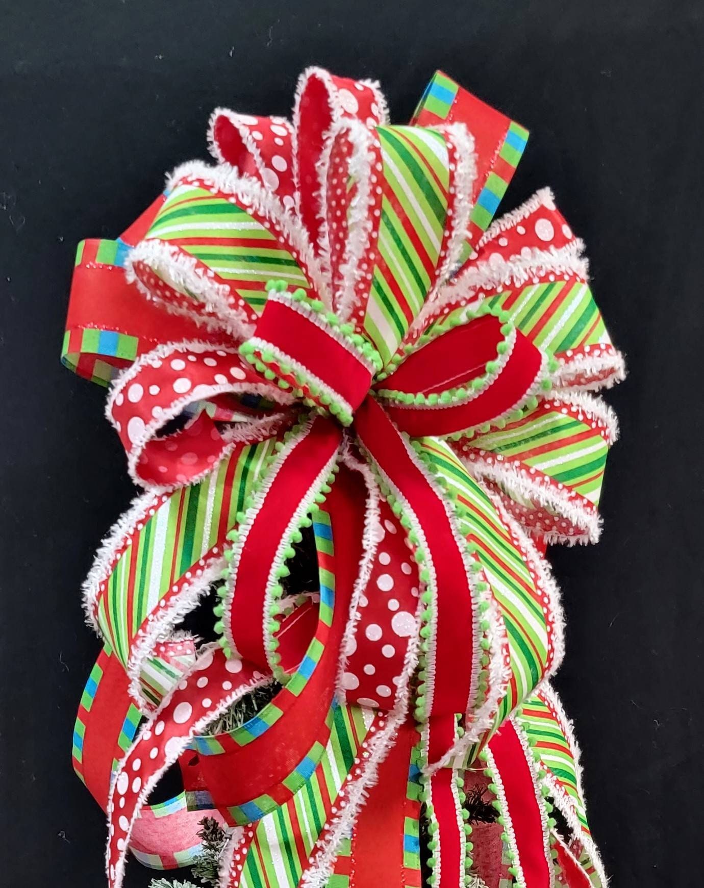 RED Christmas Bow, Whimsical Christmas Decor, Red Velvet Tree Topper ...