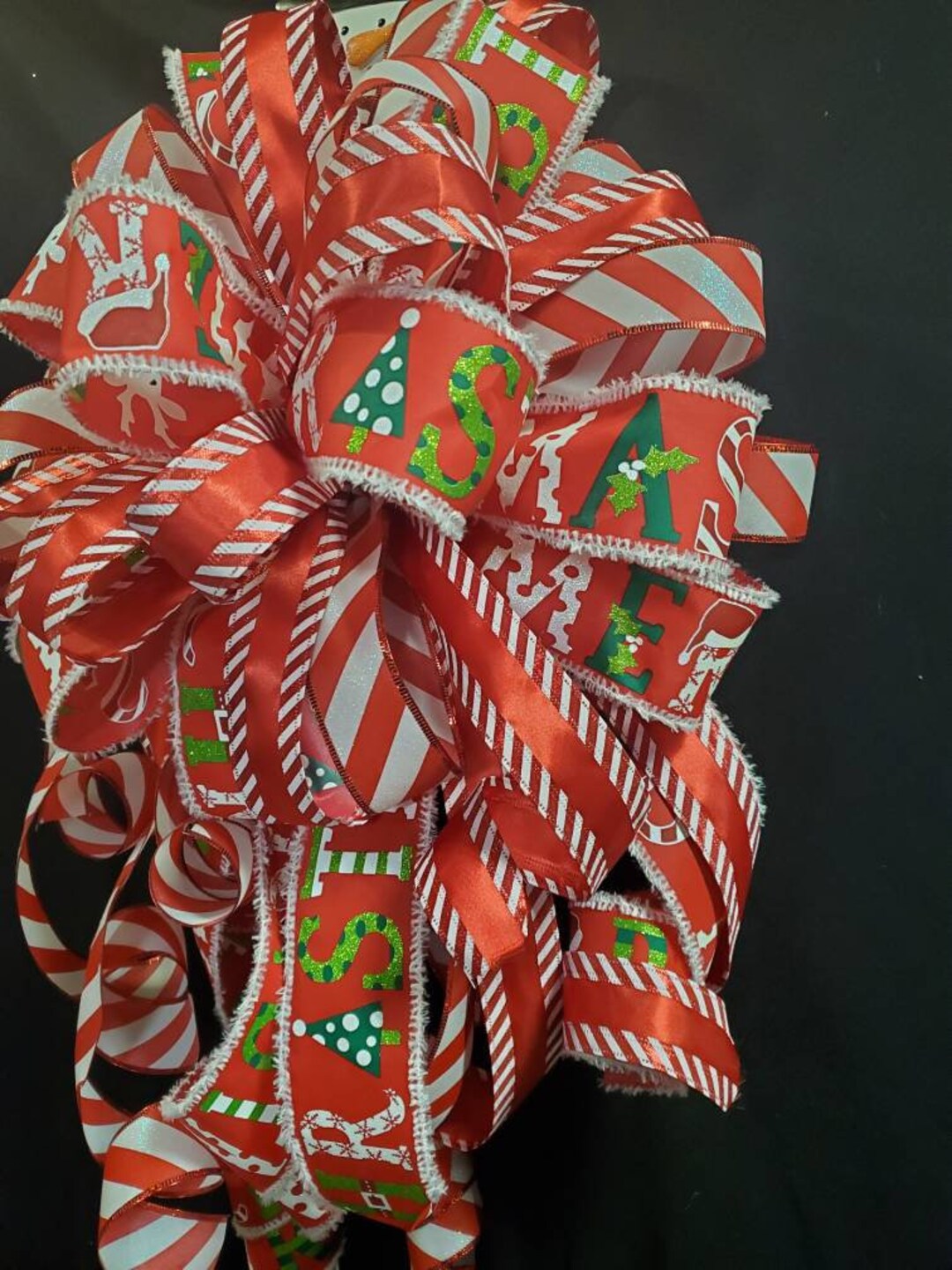 Red Tree Topper Bow, Lantern Bow, Wreath Bow, Christmas Tree Bow ...