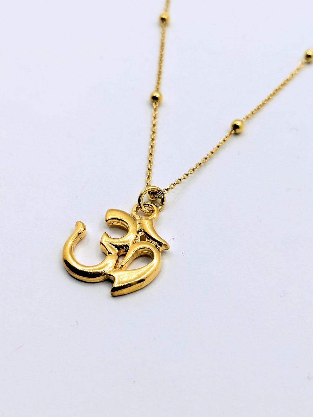 18ct Gold Ohm Pendant Gold Ohm Necklace Valentine's Present Valentine's ...