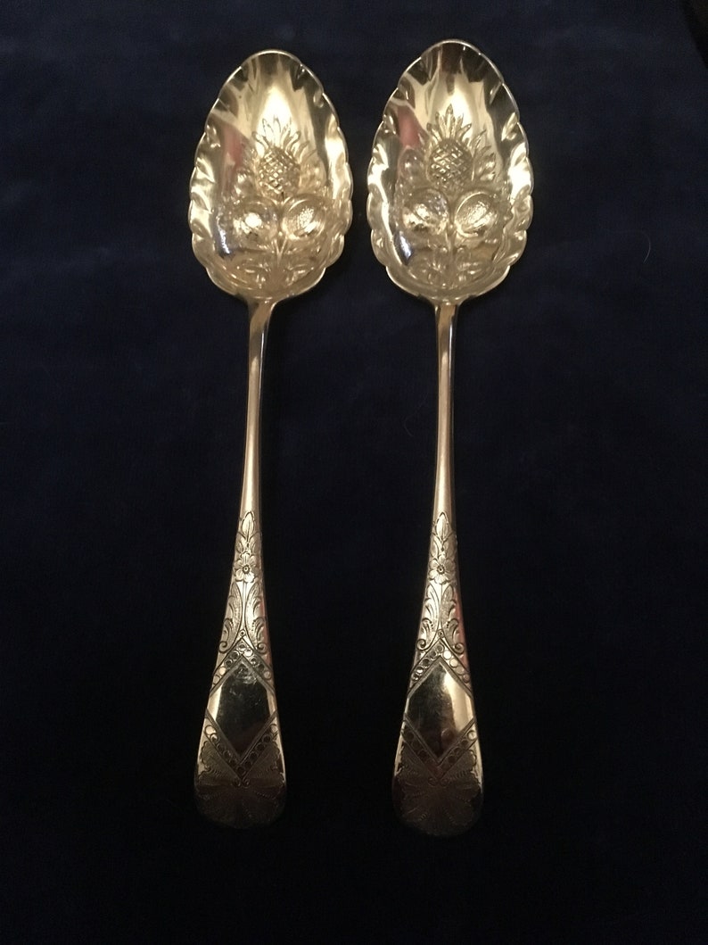 Antique Pair Silver Plate Berry Spoons Thomas Wilkinson and Sons - Etsy