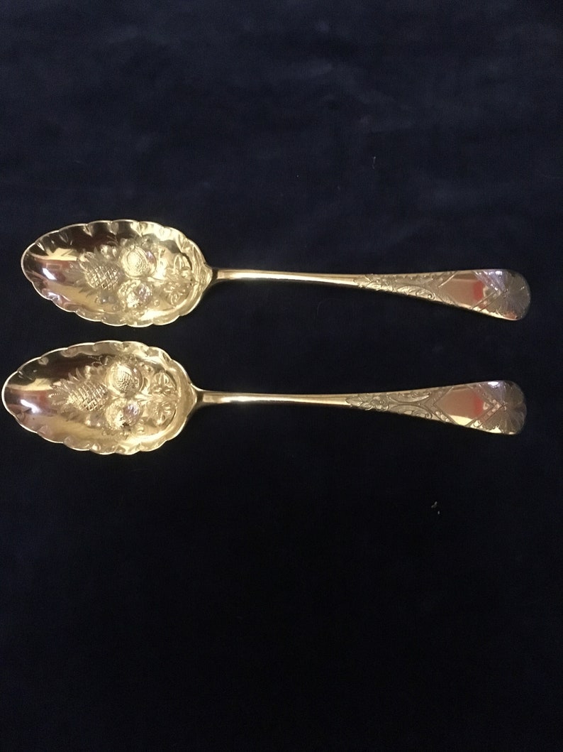 Antique Pair Silver Plate Berry Spoons Thomas Wilkinson and Sons - Etsy