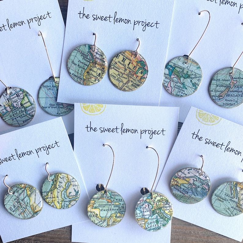 Map Earrings - Etsy