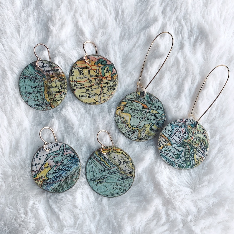 Map Earrings - Etsy
