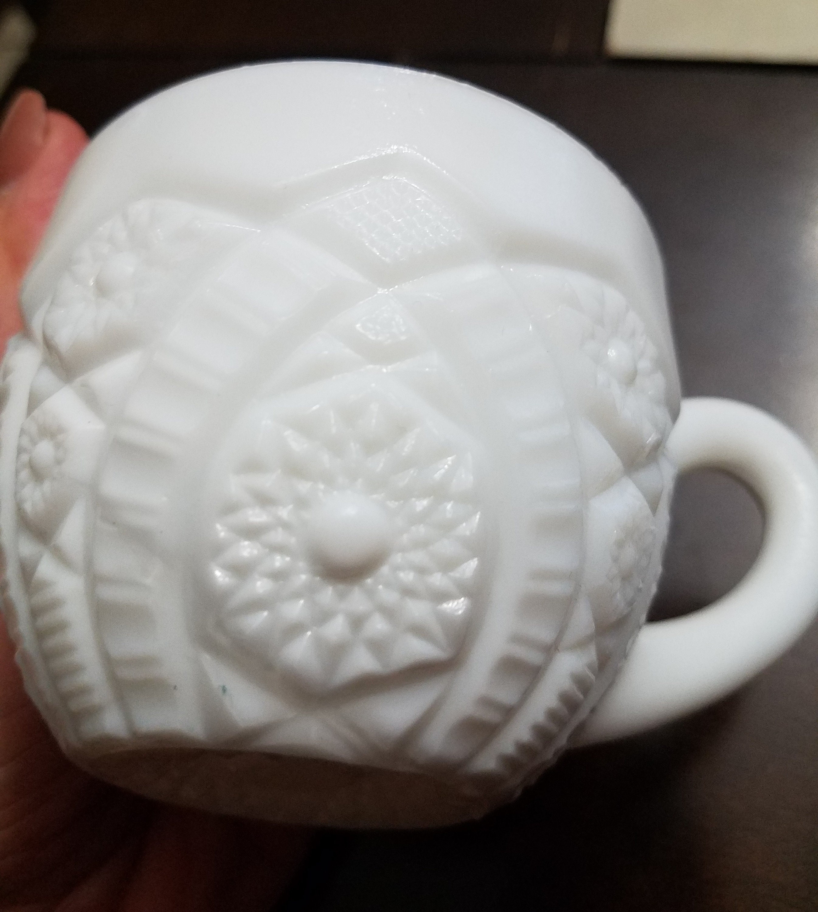 Vintage Thatcher Glass Mckee Hobstar Milk Glass 4 Pcs., Coffee Tea ...