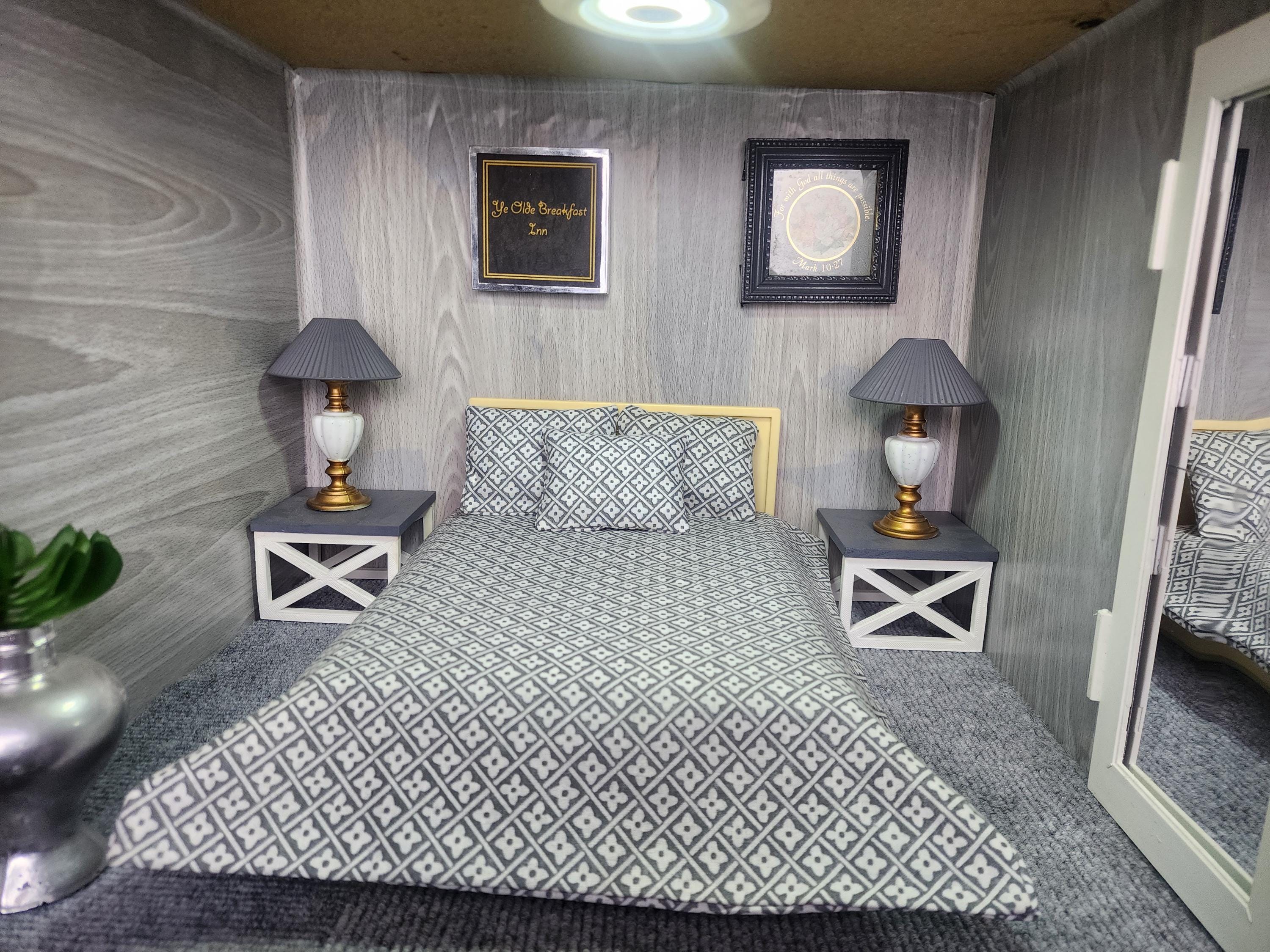 Dollhouse 1/6 Scale Barbie Sized Grey Bedding Set - Etsy