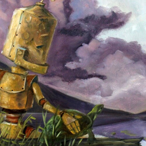 Fish Bowl Bot Robot Painting Print - Etsy