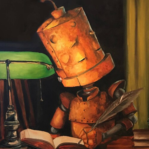 Writer Bot Robot Painting Print - Etsy