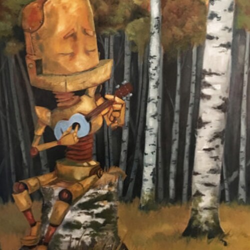 Fish Bowl Bot Robot Painting Print - Etsy