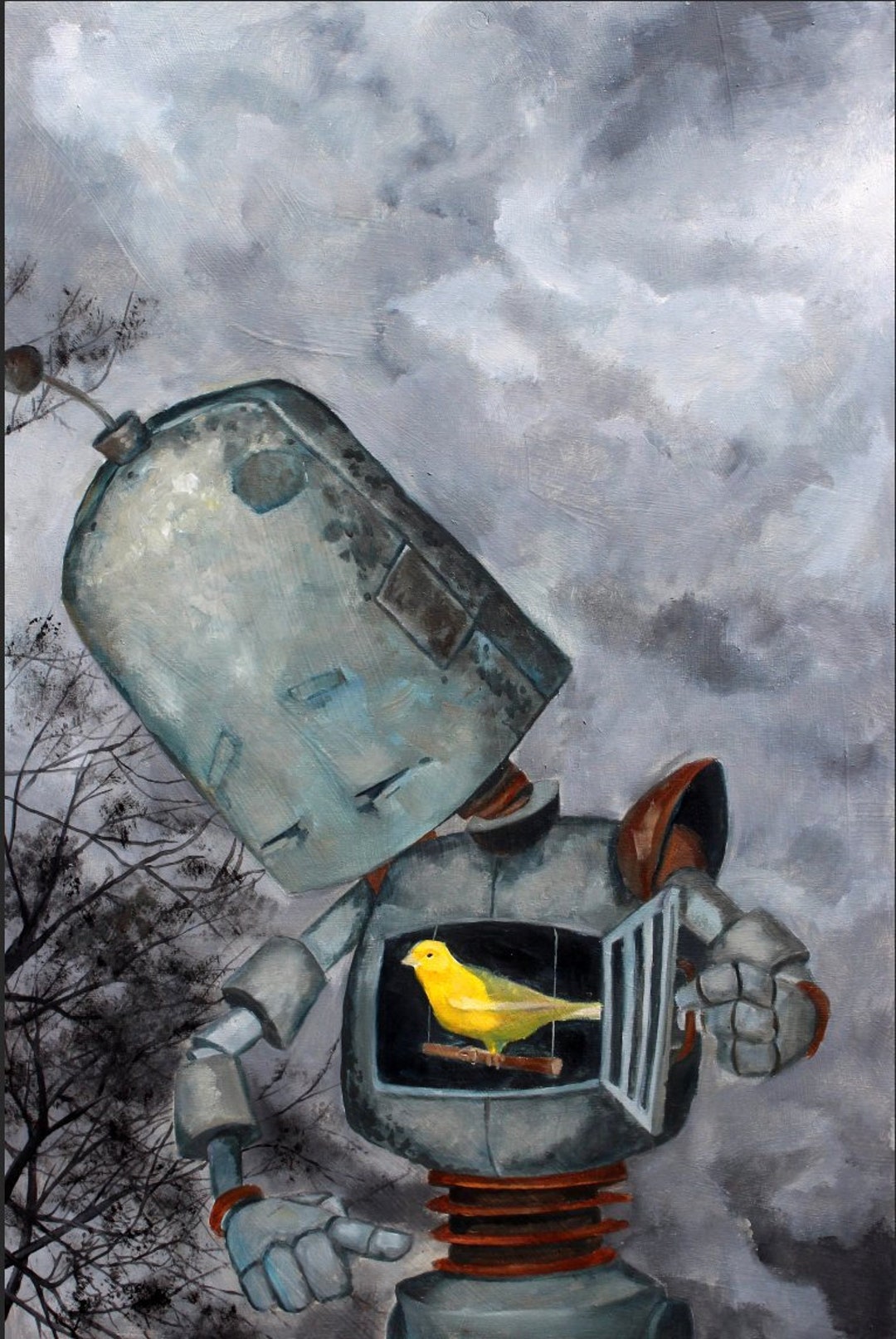 CANARY BOT Robot Painting Print - Etsy