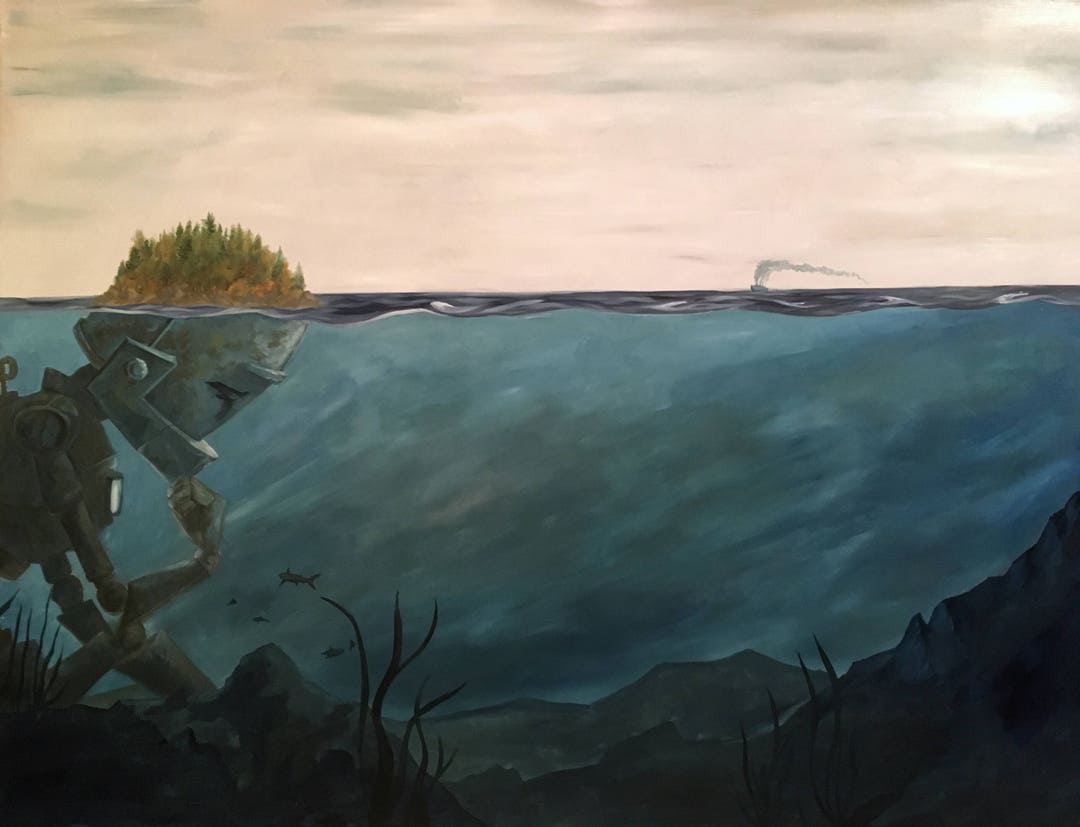 Island Bot Robot Robot Painting - Etsy