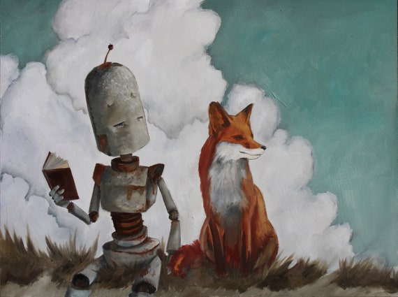 FOX BOT Robot Painting Print | Etsy Australia