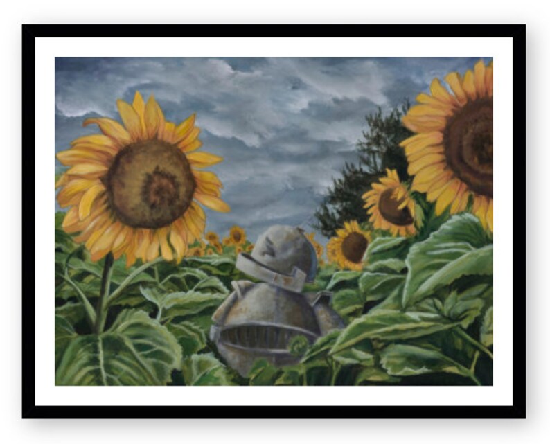 Sunflower Bot Robot Painting Print - Etsy
