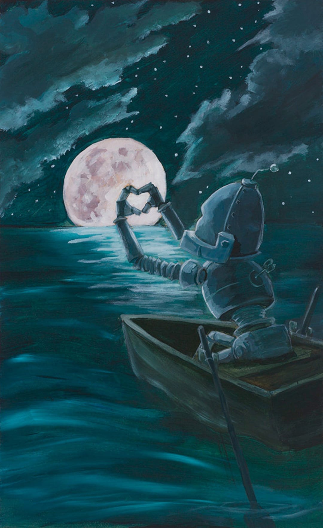 To the Moon and Back-bot Robot Painting - Etsy