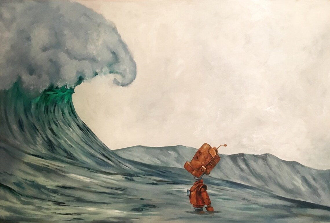 Wave Robot Painting Print - Etsy
