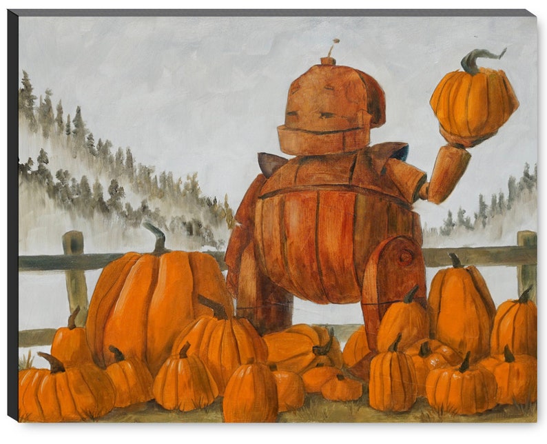 PUMPKIN-BUMPKIN BOT Robot Painting Print - Etsy