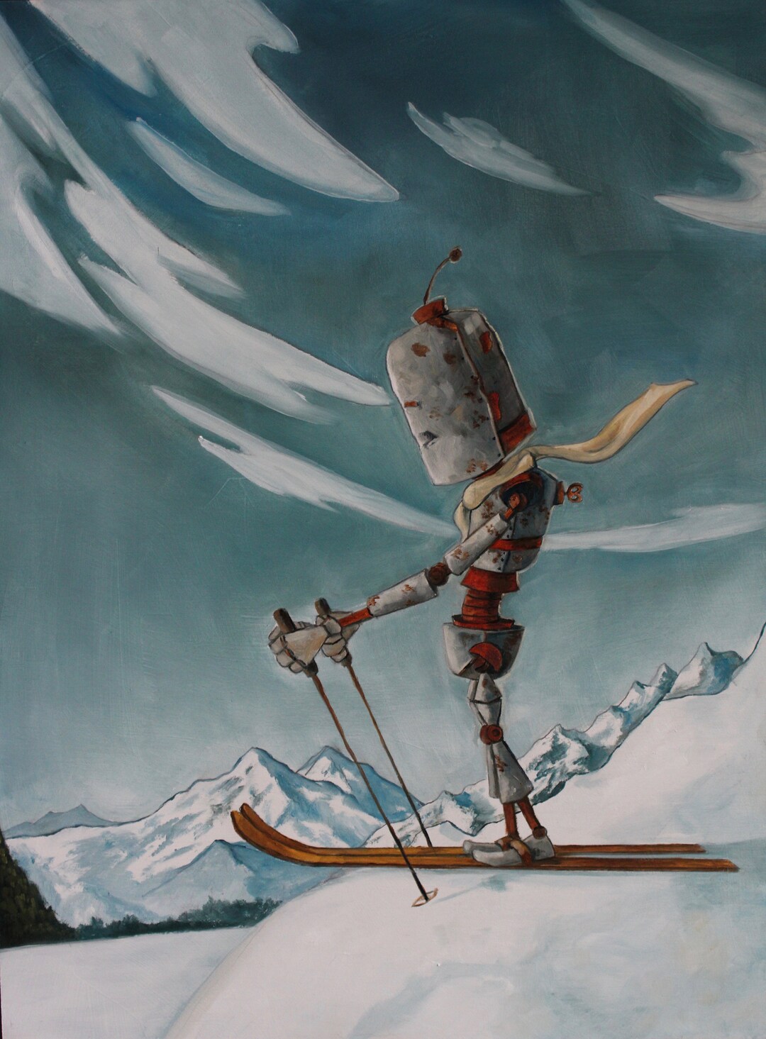 SKI BOT Robot Painting - Etsy