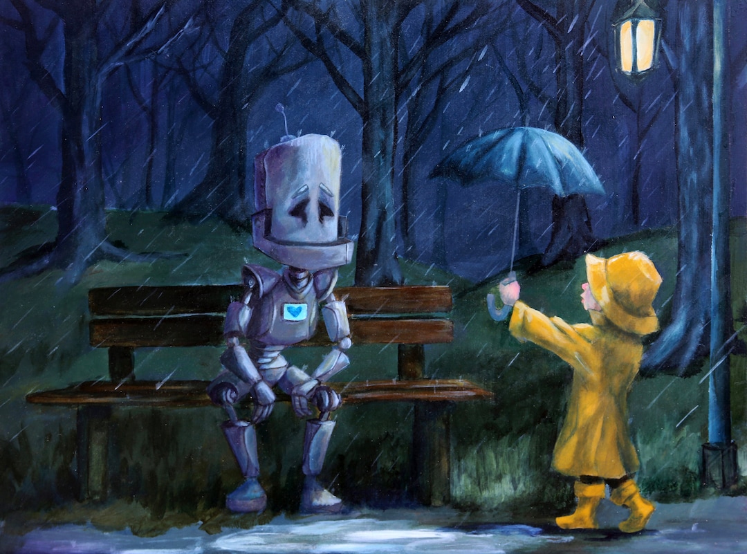 FRIEND BOT Robot Painting Print - Etsy