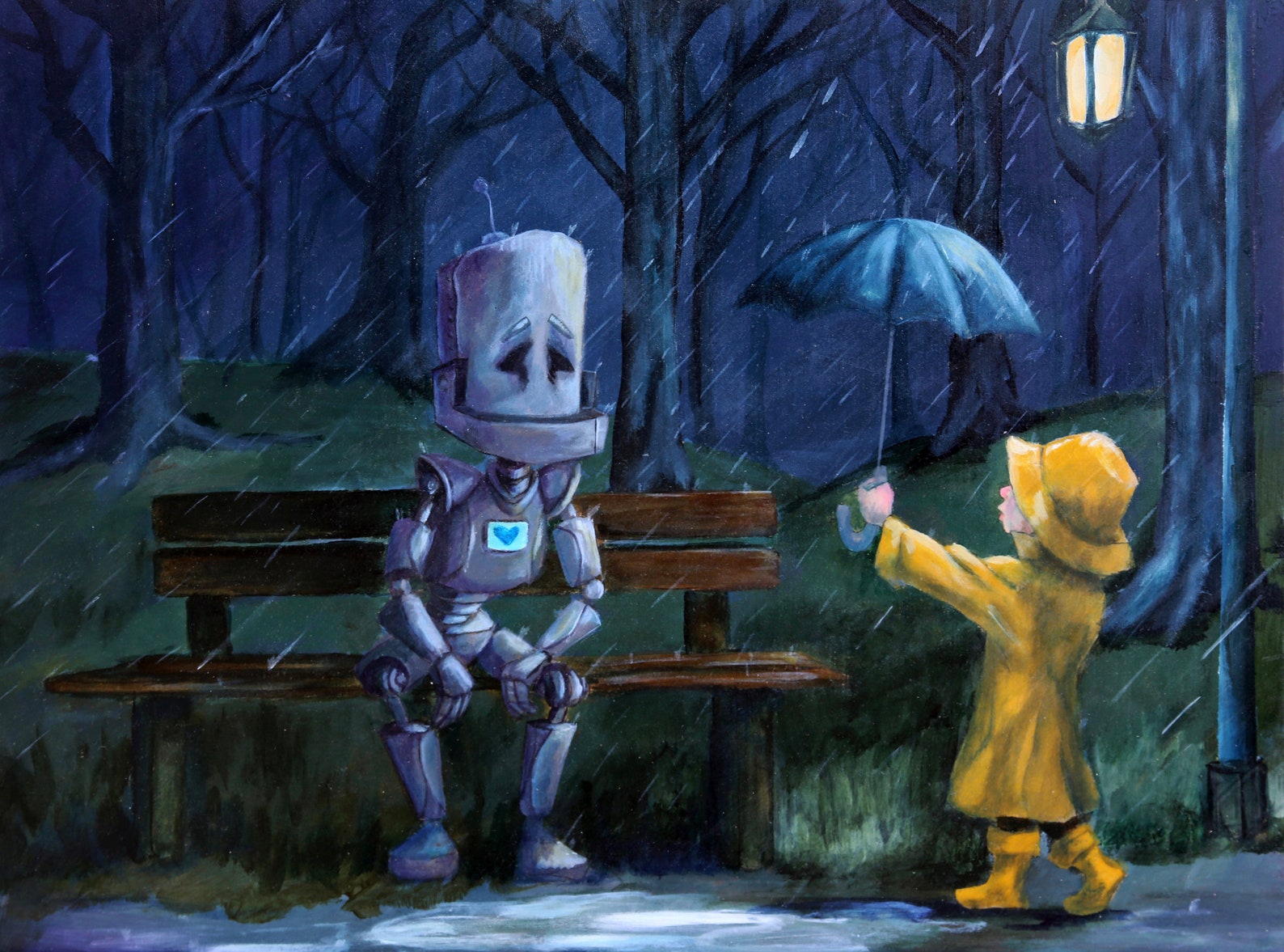 FRIEND BOT Robot Painting Print - Etsy