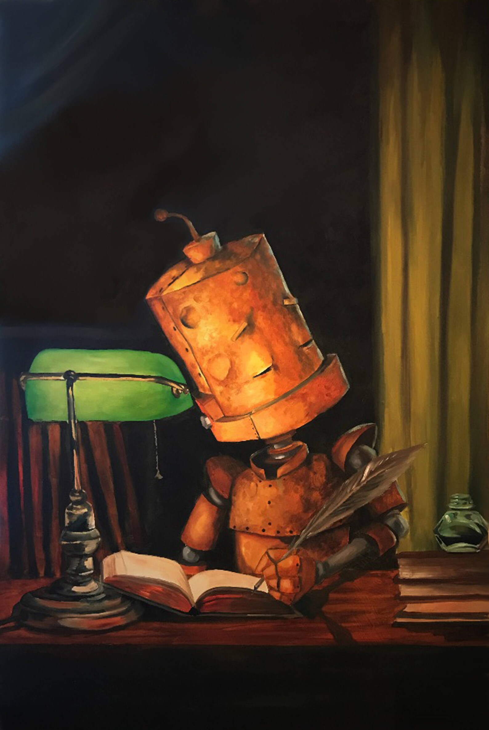 Writer Bot robot painting print | Etsy