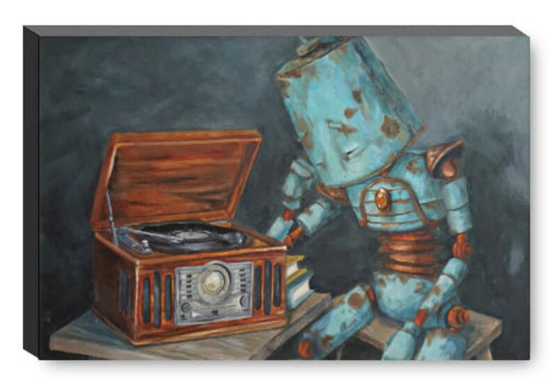 Listening Bot Robot Painting Print | Etsy