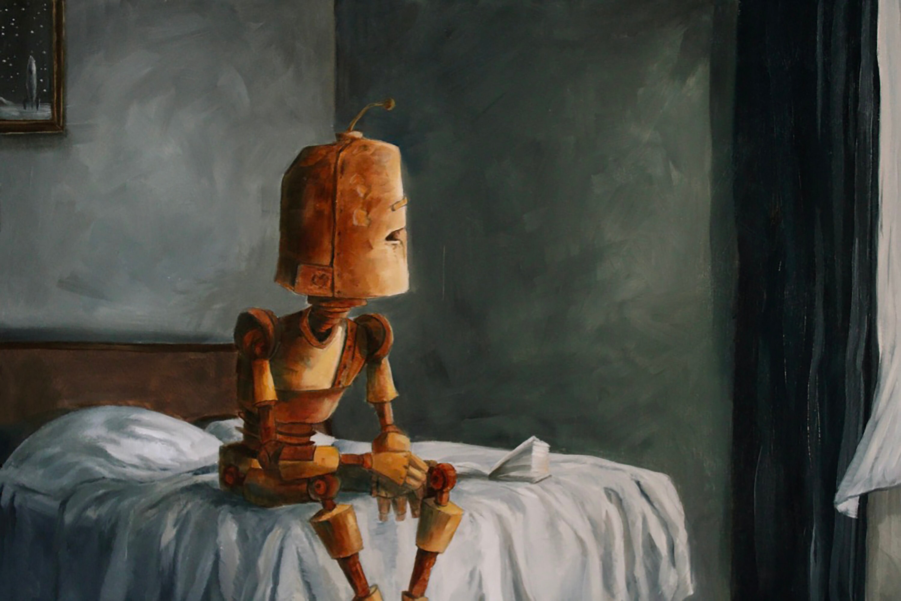 DAY DREAMER BOT Robot Print of Painting - Etsy