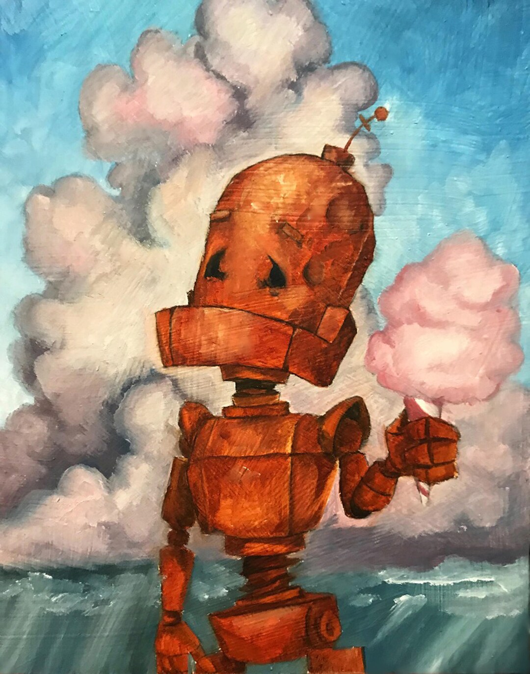 Cotton Candy Bot Robot Painting Print - Etsy