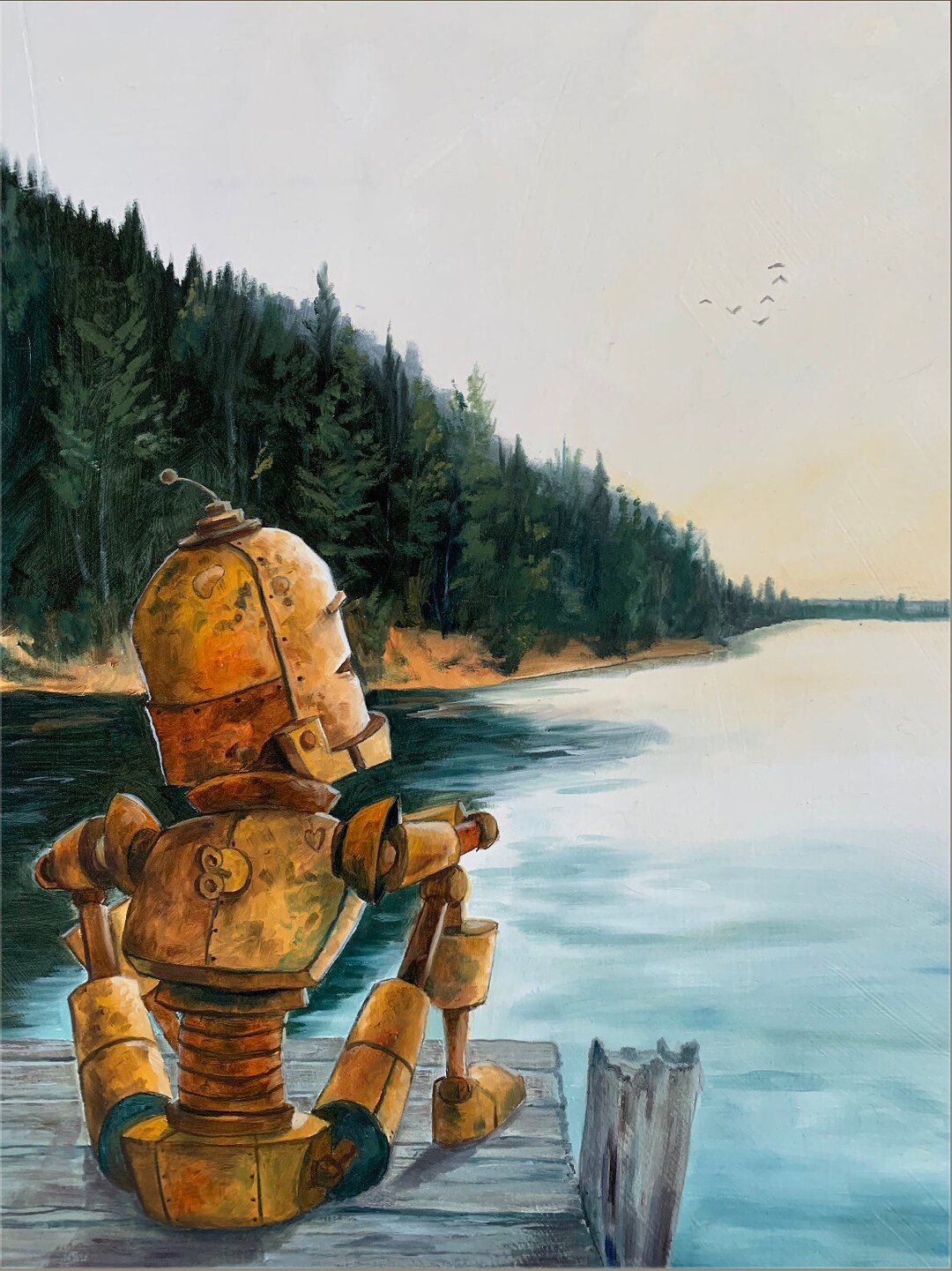 Dock O' the Bay Bot Robot Painting - Etsy